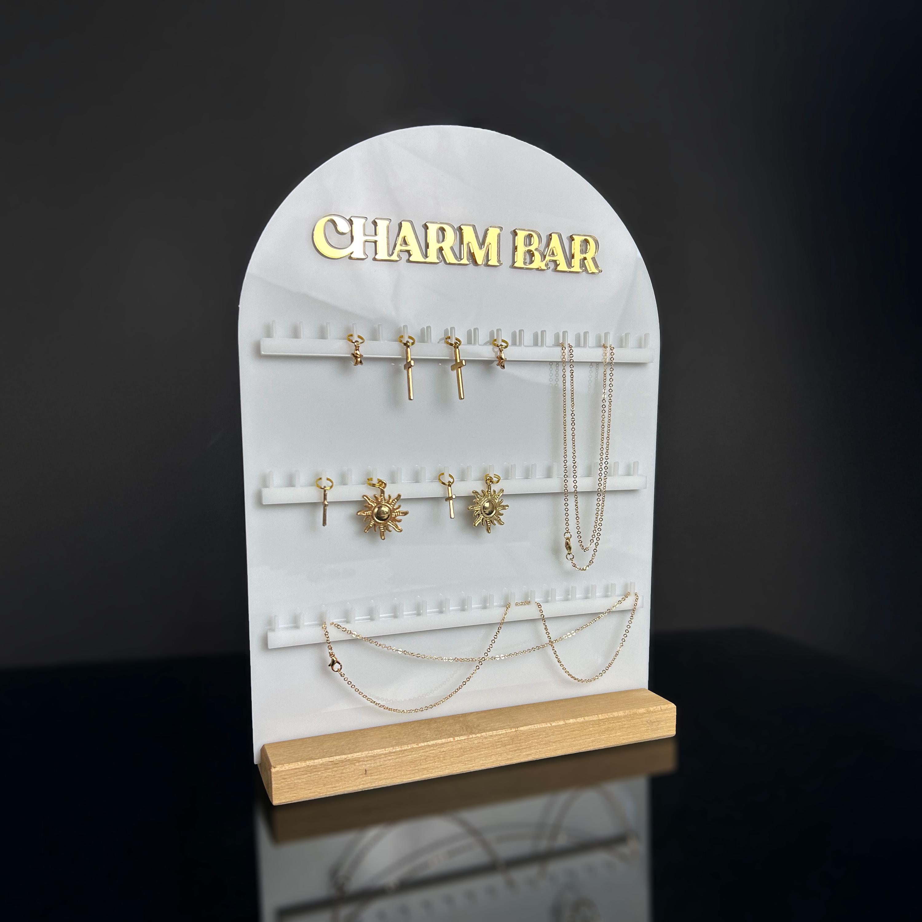 Charm Bar Acrylic Stand, White Jewelry Display, Necklace, Bracelet ...