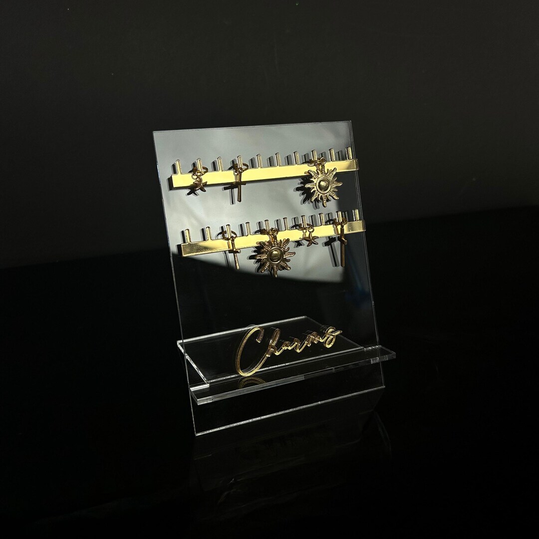 Clear Acrylic Charm Bar Display, Gold Personalized Jewelry Organizer - Etsy