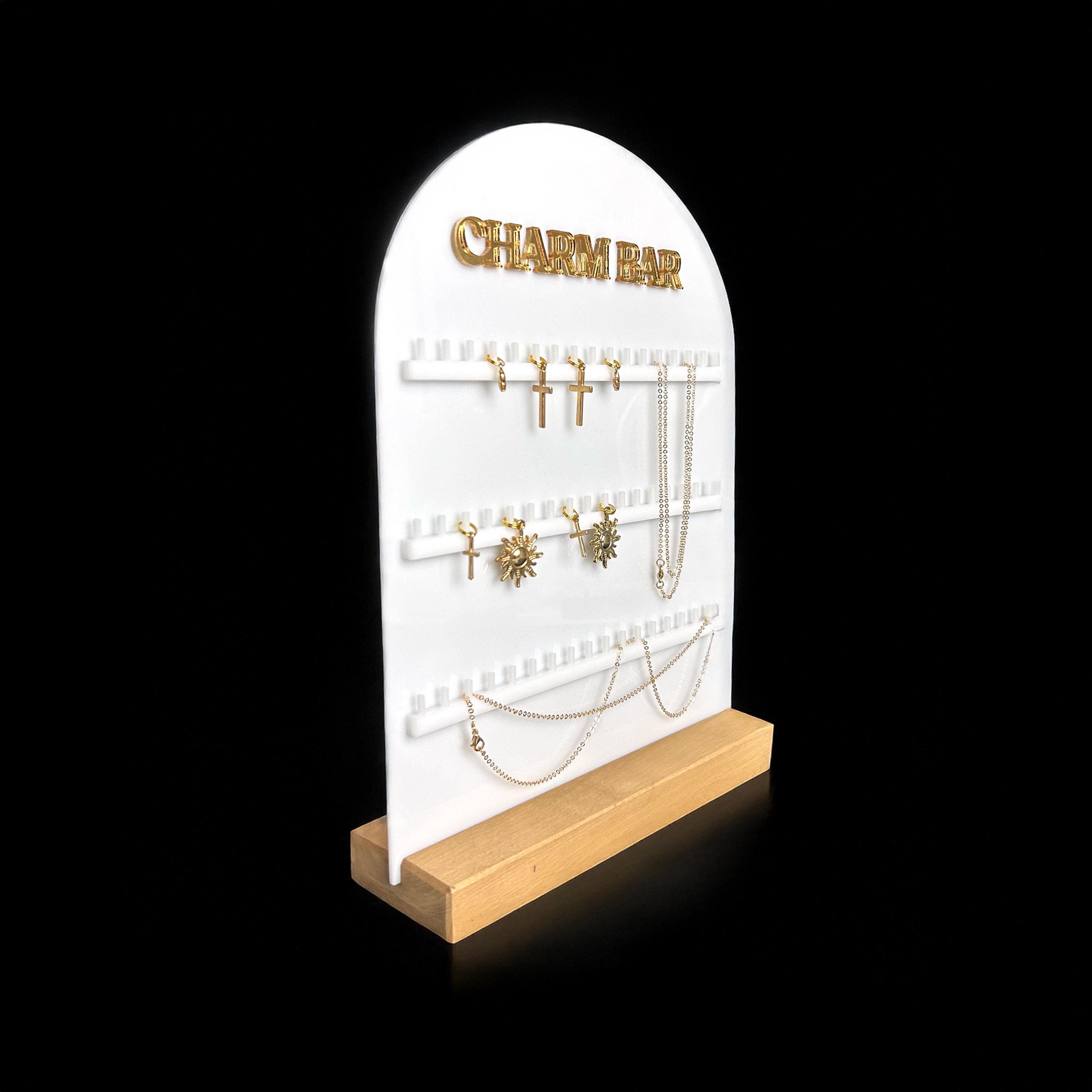 Charm Bar Acrylic Stand, White Jewelry Display, Necklace, Bracelet ...
