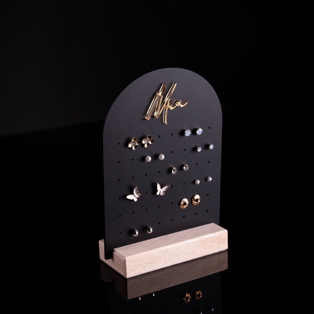 Black Laser Cut Acrylic Earring Stand, Earring Display, Personalized ...