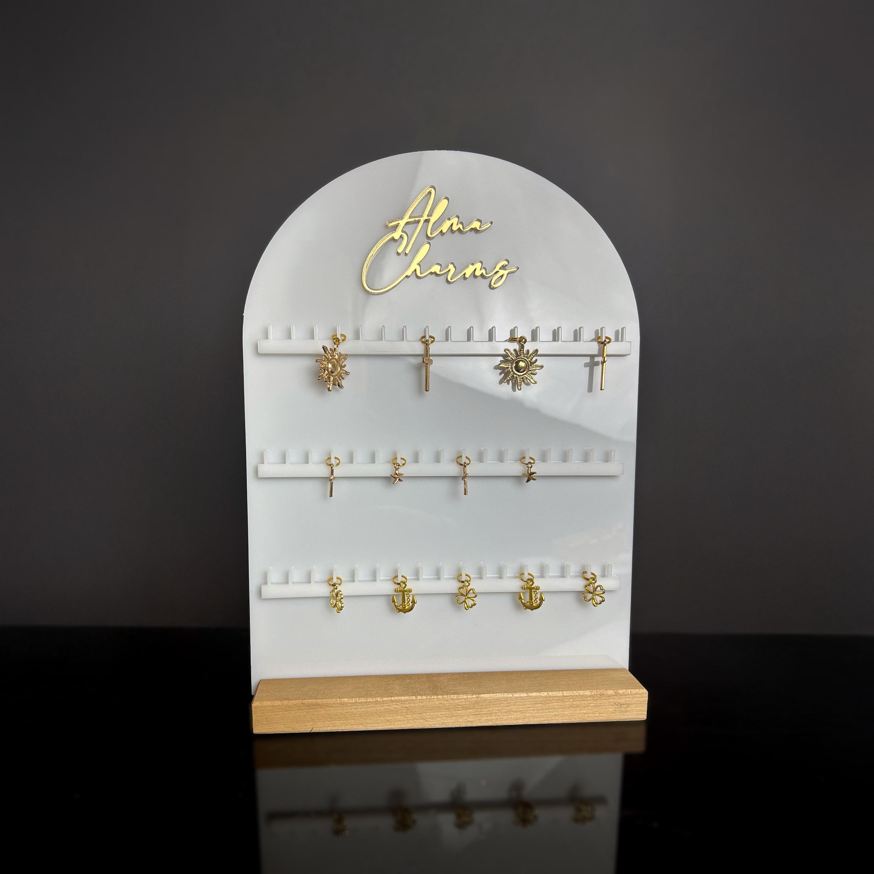 Charm Bar Acrylic Stand, White Jewelry Display, Necklace, Bracelet ...