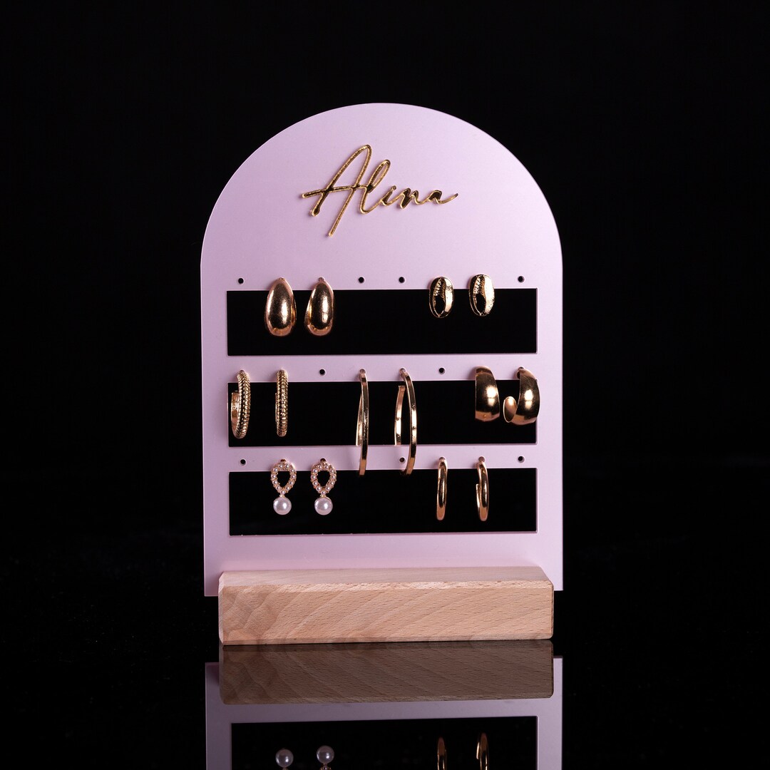 Hang Hoops Earring Display, Bright Pink Acrylic Stand, Earrigns Hanger ...