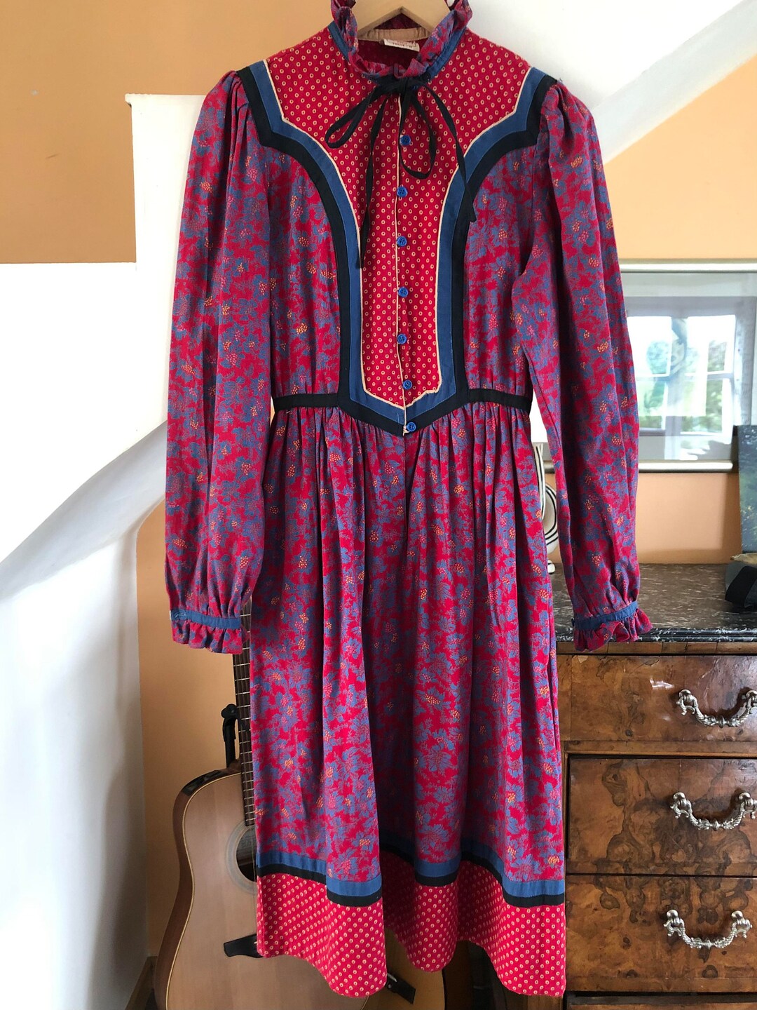 1980s René Derhy French Vintage Cotton Midi Dress, Folk Style, Small - Etsy
