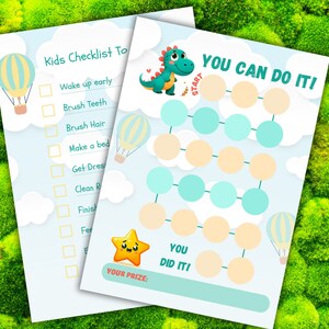 Dinosaur Chore Chart for Kids Fun Reward Tracker Daily Routine ...