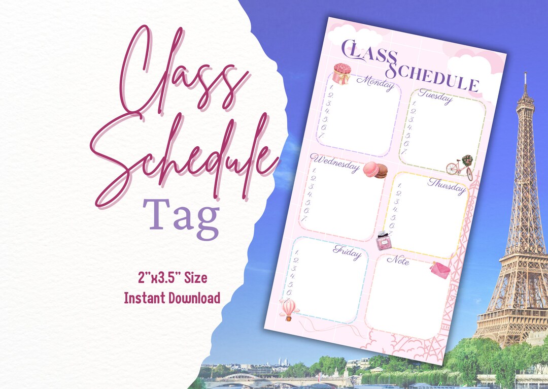Personalized Pink Class Schedule Paris Inspired School Sticker ...