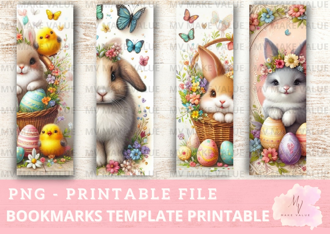 Easter Bunny Bookmark Printable for Book Lovers Commercial Use - Etsy