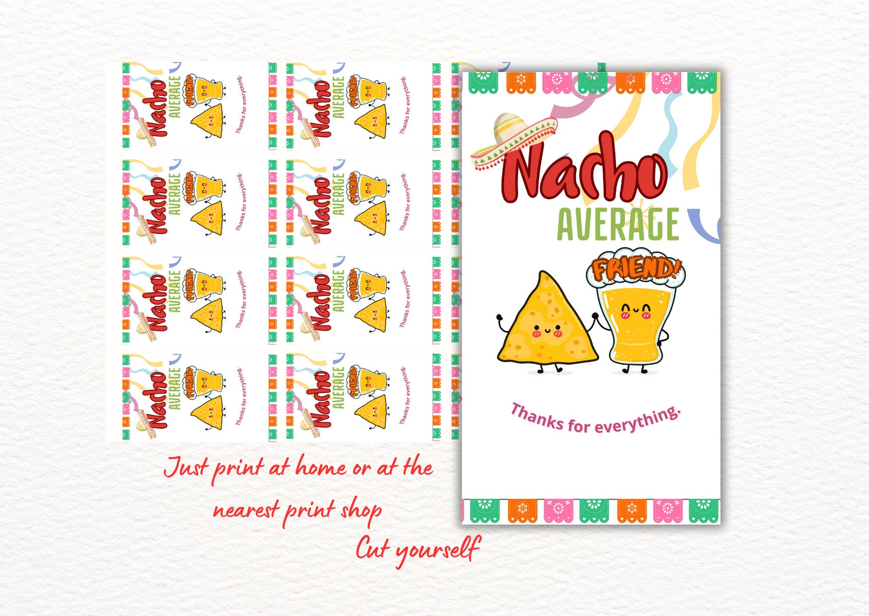 Printable Cute Thank You Tags Nacho Average Friend Thanks for ...