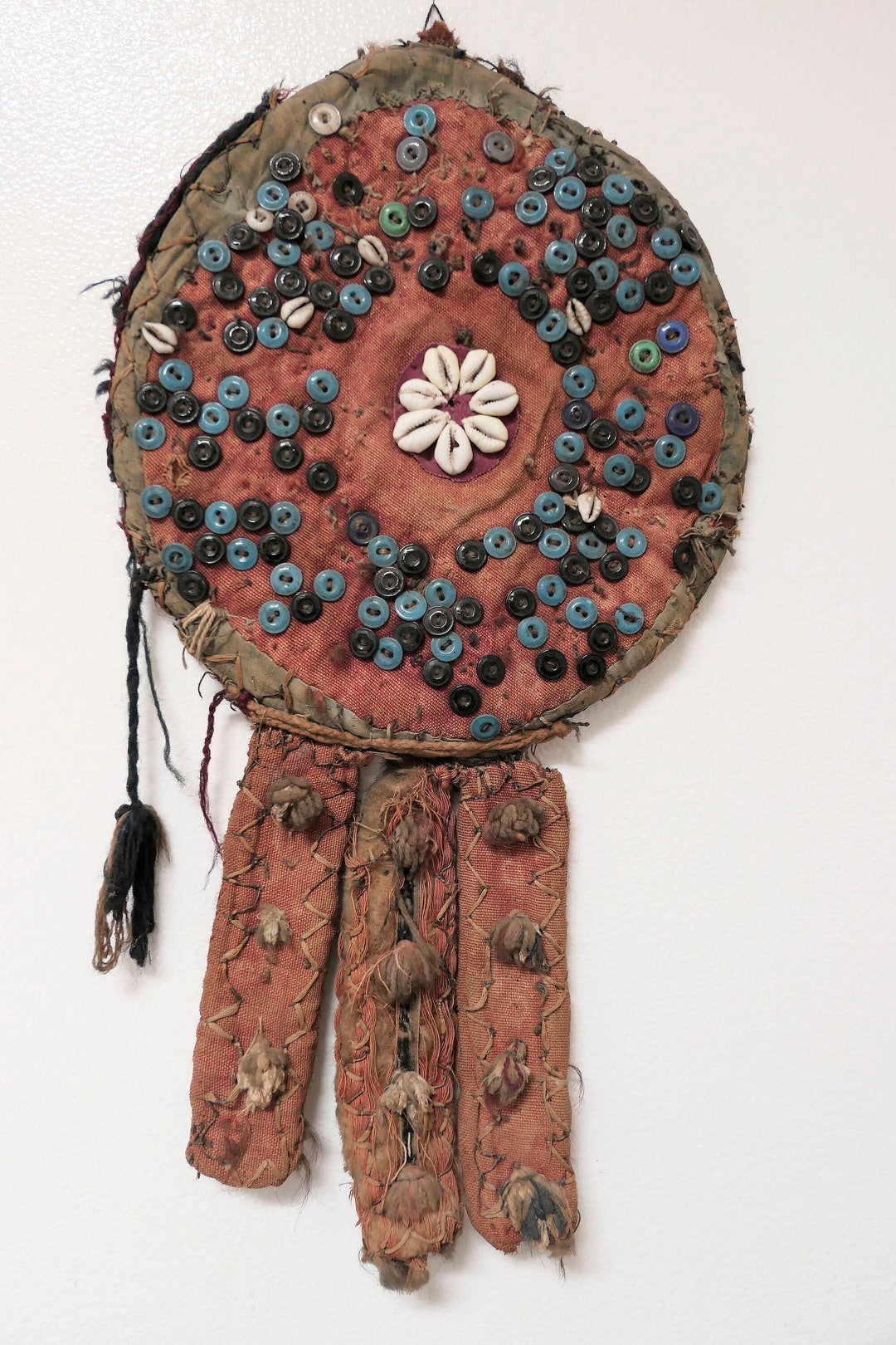 Turkish or Kurdish Talisman, Cloth With Blue and Black Buttons and ...