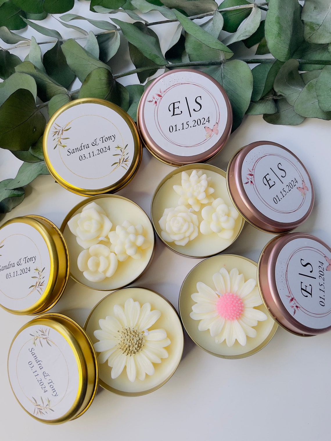 Elegant Wedding Candle Gift, Rose Candle Favors, Custom Christening ...