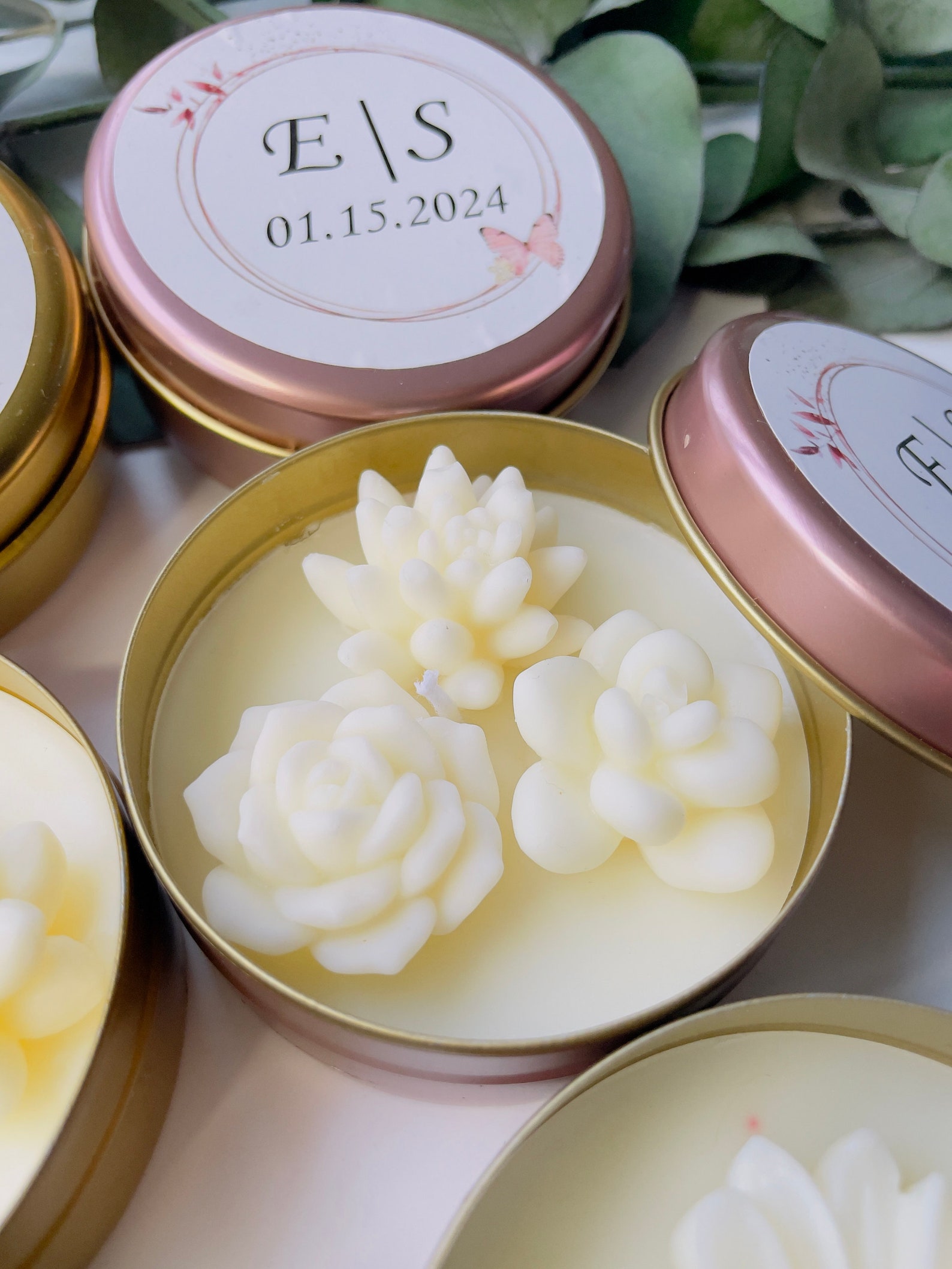 Elegant Wedding Candle Gift, Rose Candle Favors, Custom Christening ...