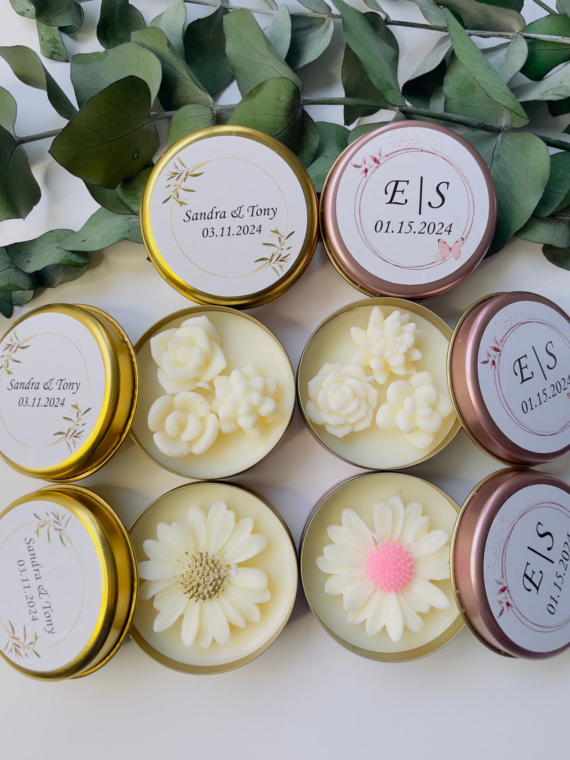 Elegant Wedding Candle Gift, Rose Candle Favors, Custom Christening ...