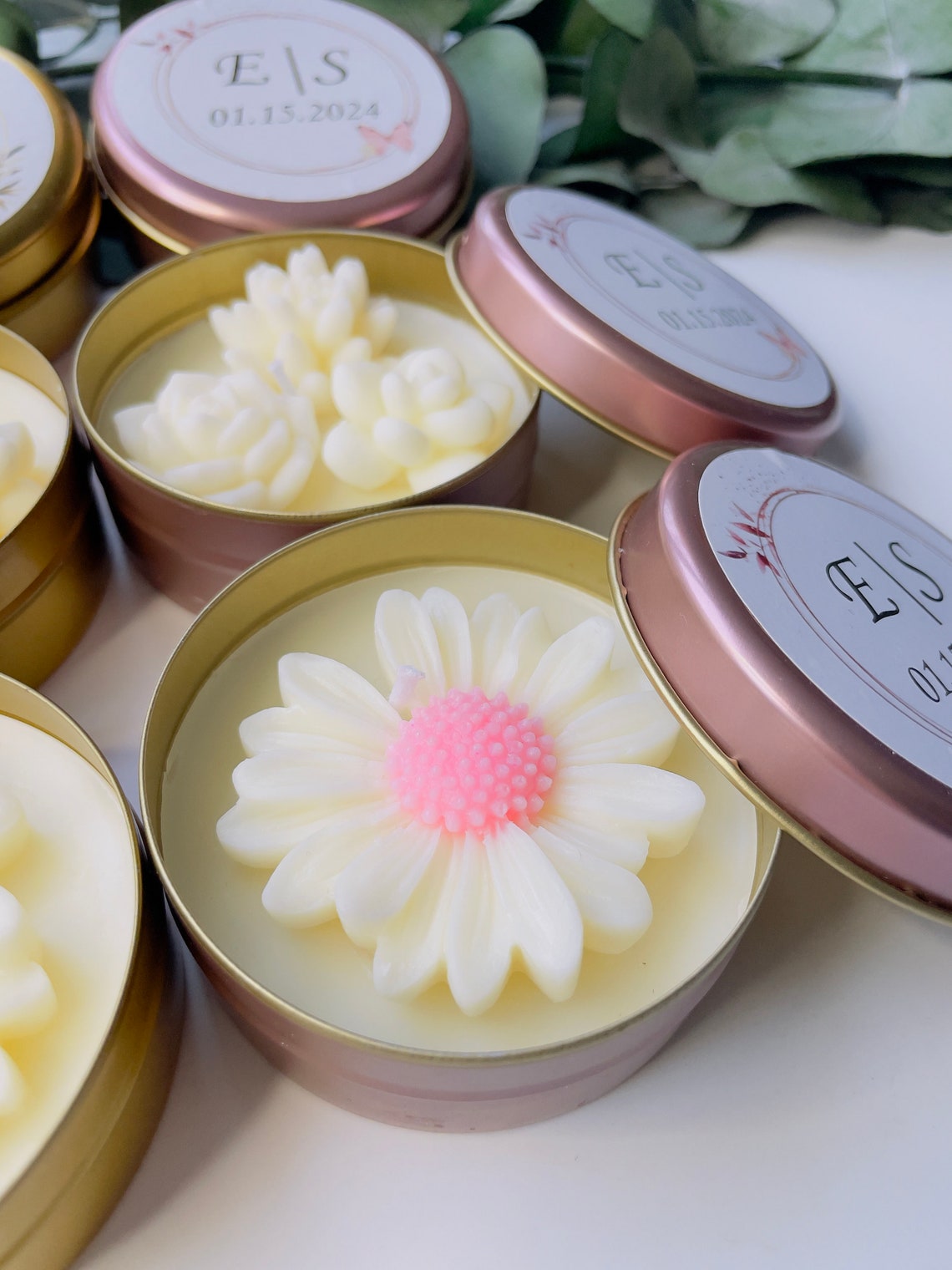 Elegant Wedding Candle Gift, Rose Candle Favors, Custom Christening ...