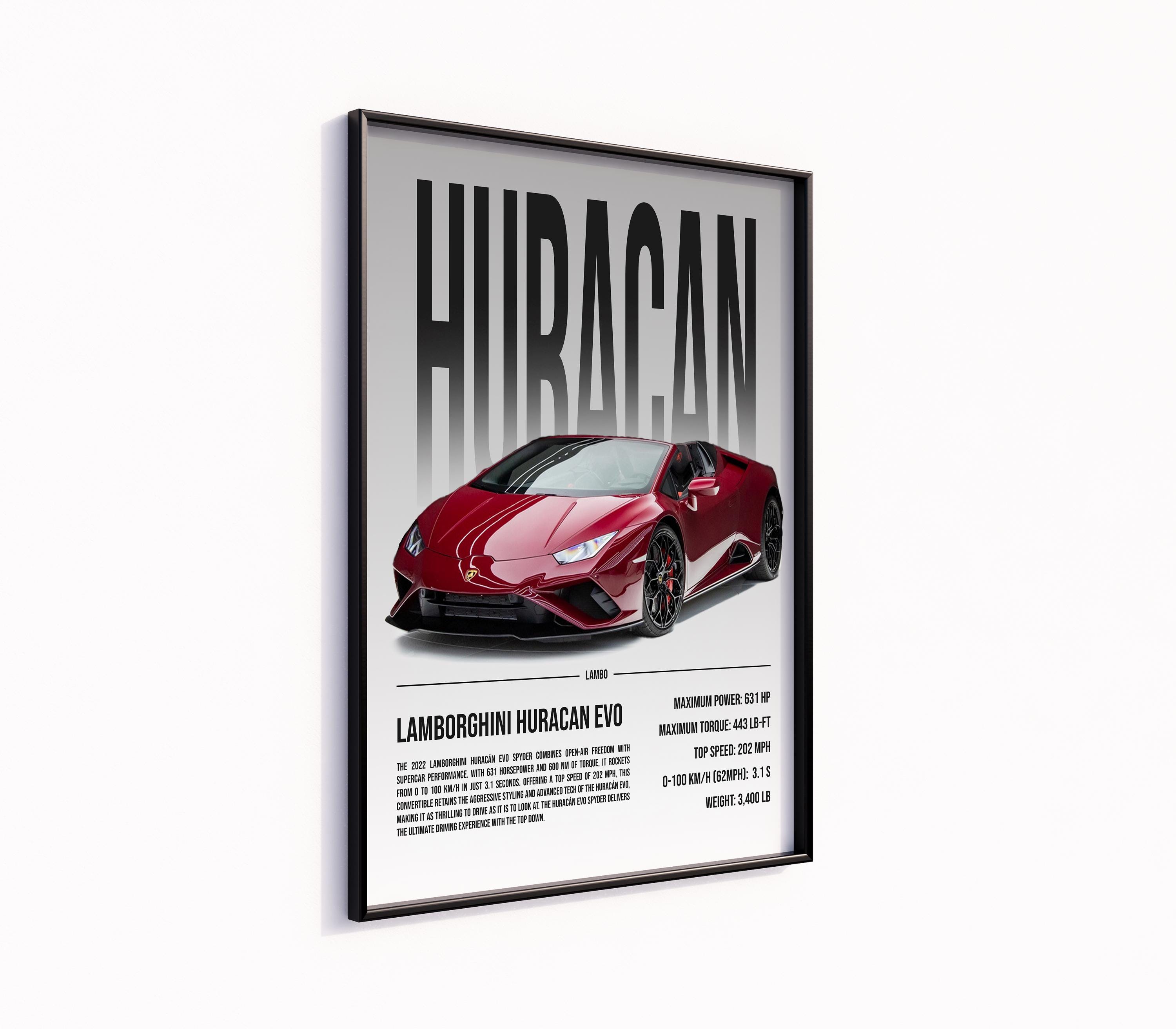 Lamborghini Huracán EVO Spyder Poster Car Print, Digital Download, Cool ...