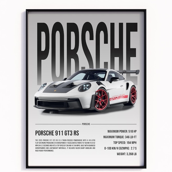 Porsche 911 Gt3 Rs Poster - Etsy