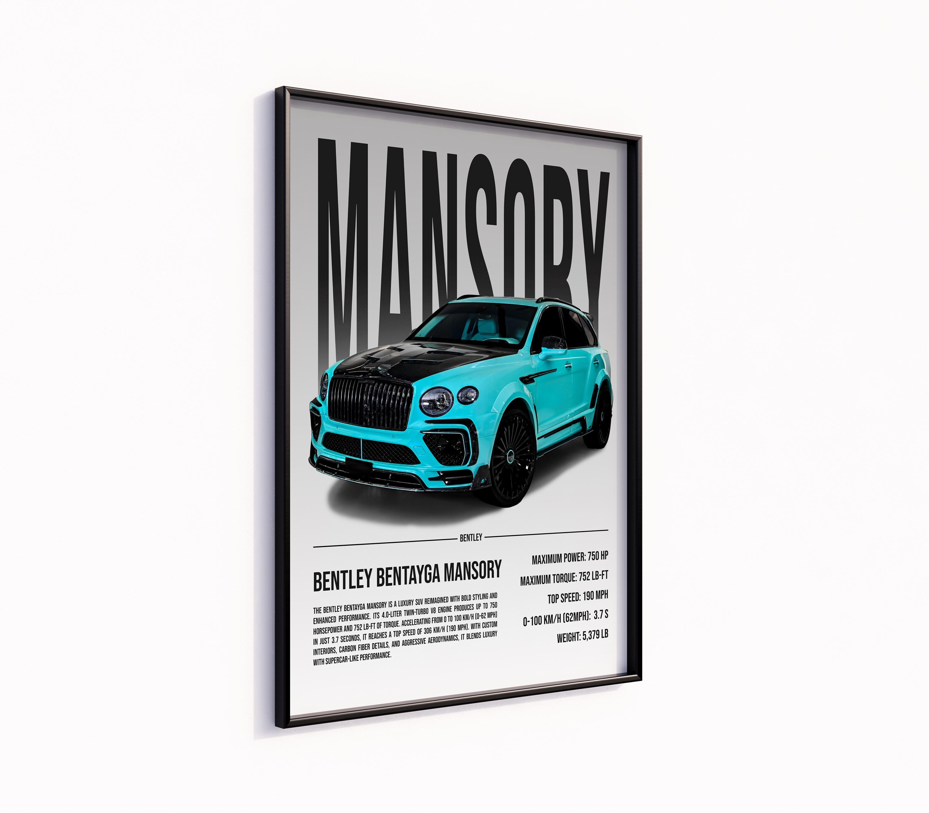 Bentley Bentayga Mansory Poster Car Print, Physical Print, Hyper Car ...