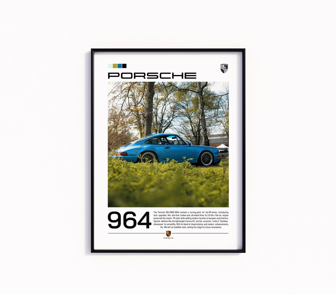 Porsche 964 Poster Car Print, Digital Download, Home Decor, Wall Print ...