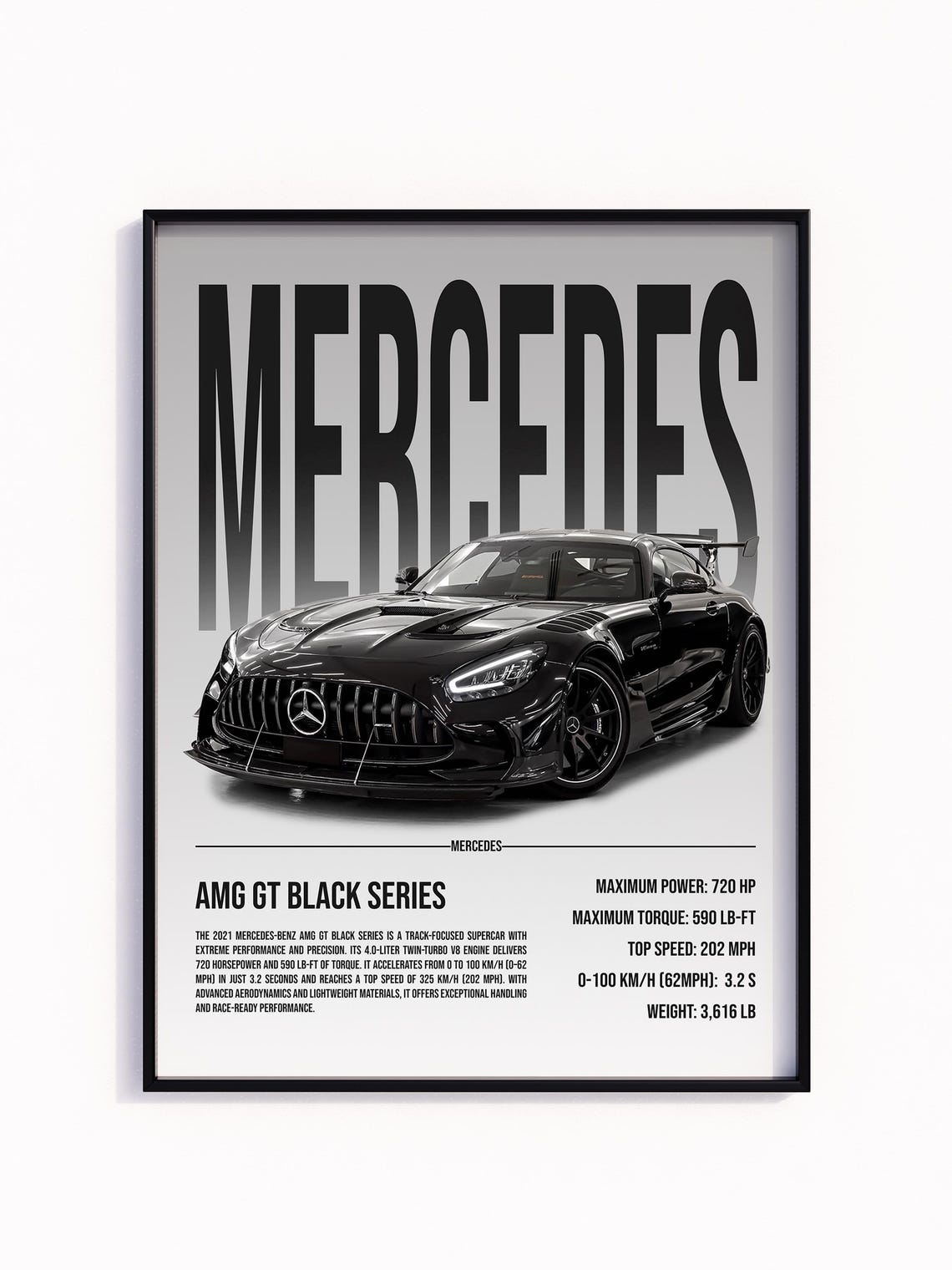 Mercedes AMG GT Black Series Poster Car Print, Digital Download, Cool ...