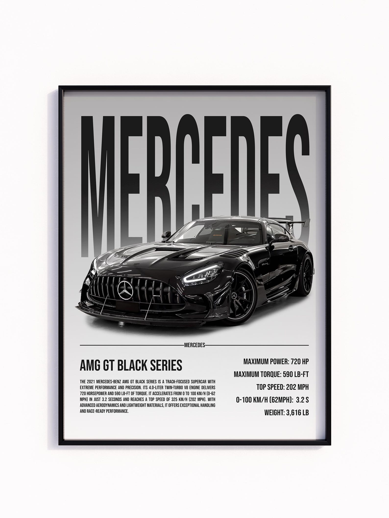Mercedes AMG GT Black Series Poster Car Print, Digital Download, Cool ...