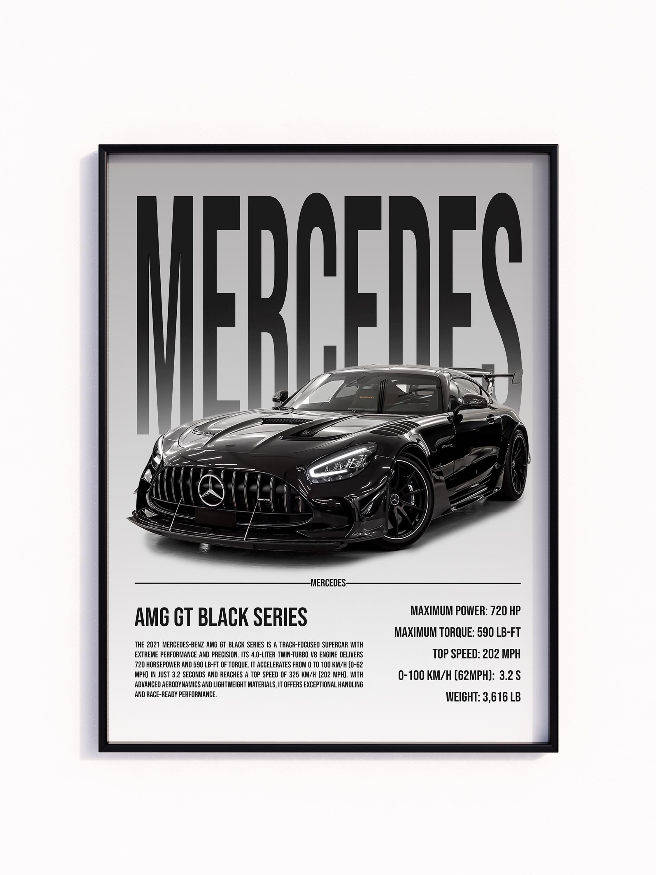 Mercedes AMG GT Black Series Poster Car Print, Digital Download, Cool ...