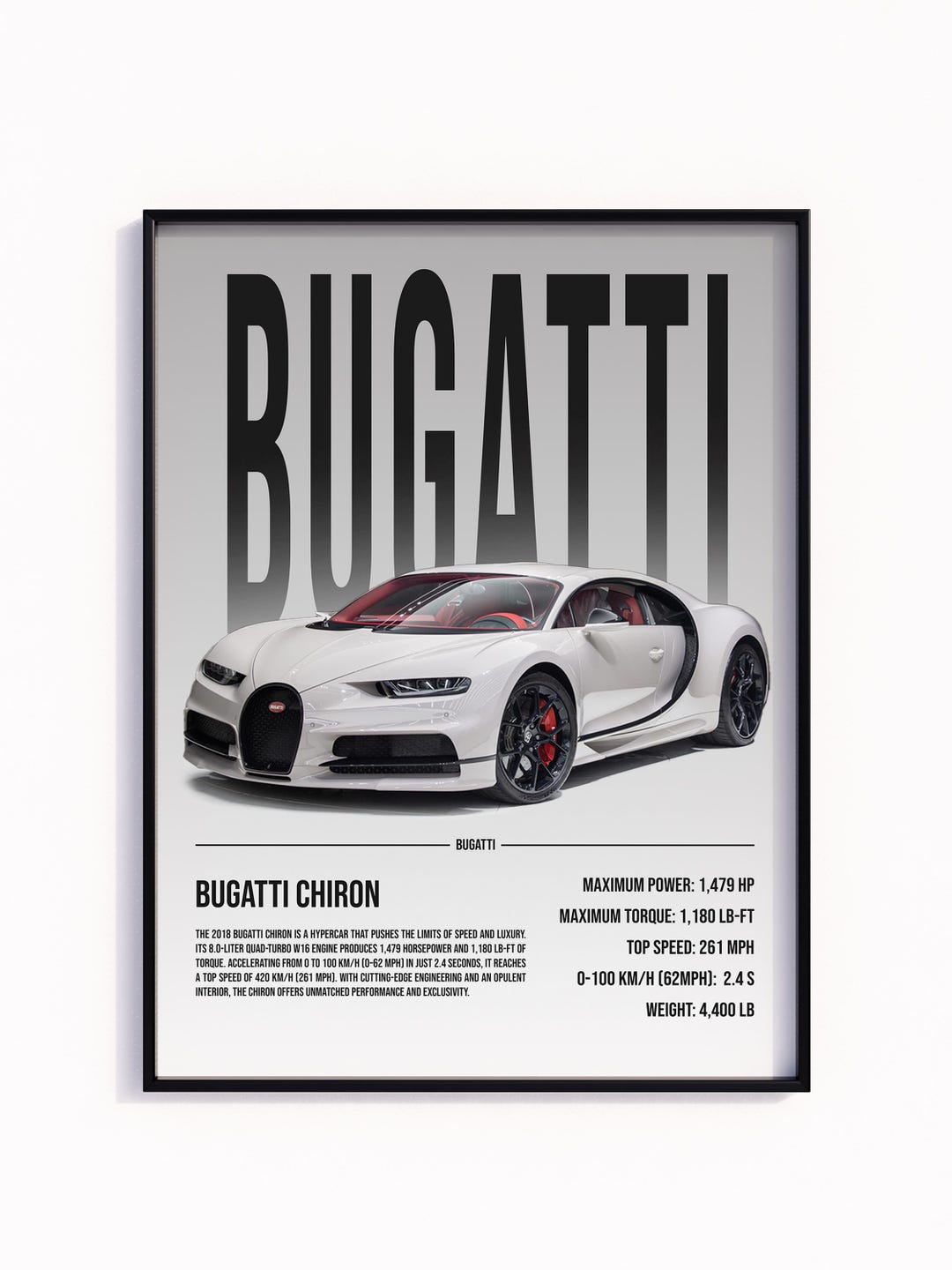 Bugatti Chiron Poster Car Print, Digital Download, Cool, Wall Print ...