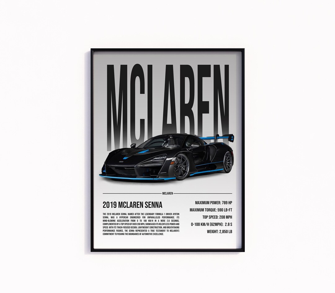 Mclaren Senna Poster Car Print, Digital Download, Cool, Wall Print ...