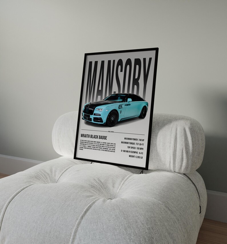 Rolls Royce Wraith Black Badge Mansory Poster Car Print, Digital ...