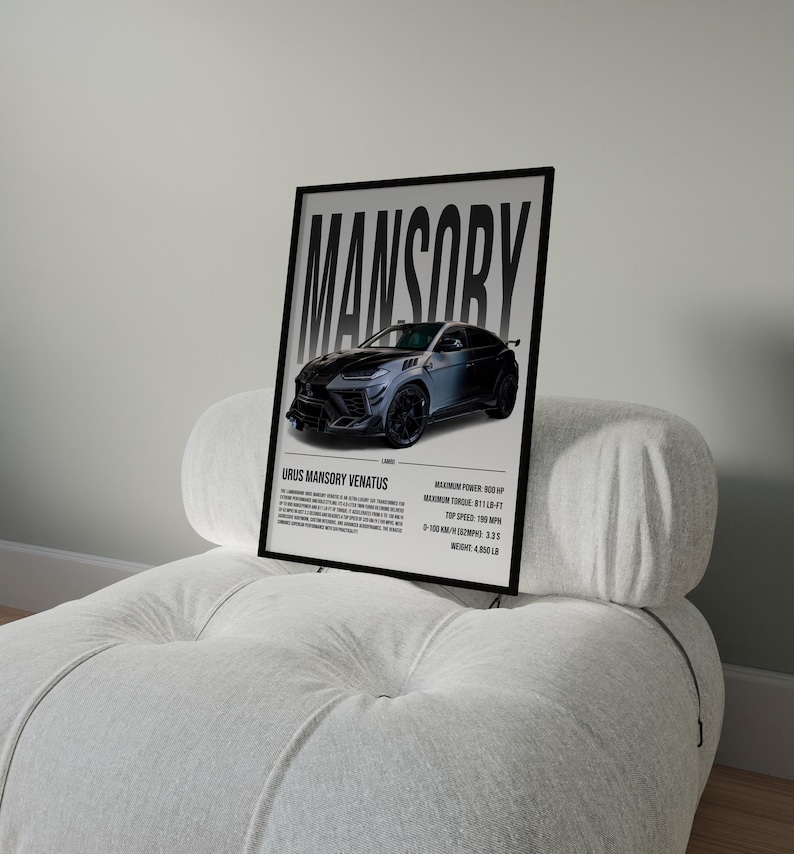 Lamborghini Urus Mansory Venatus Poster Car Print, Digital Download ...