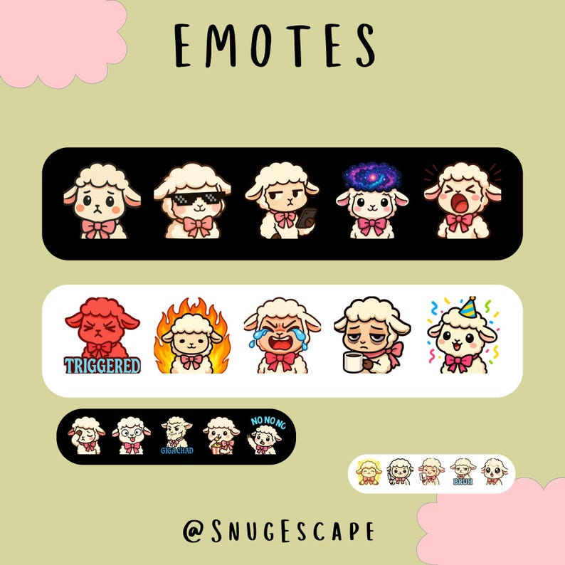 Cute Kawaii Baby Lamb Emote Bundle Twitch, Youtube, Discord Emotes ...