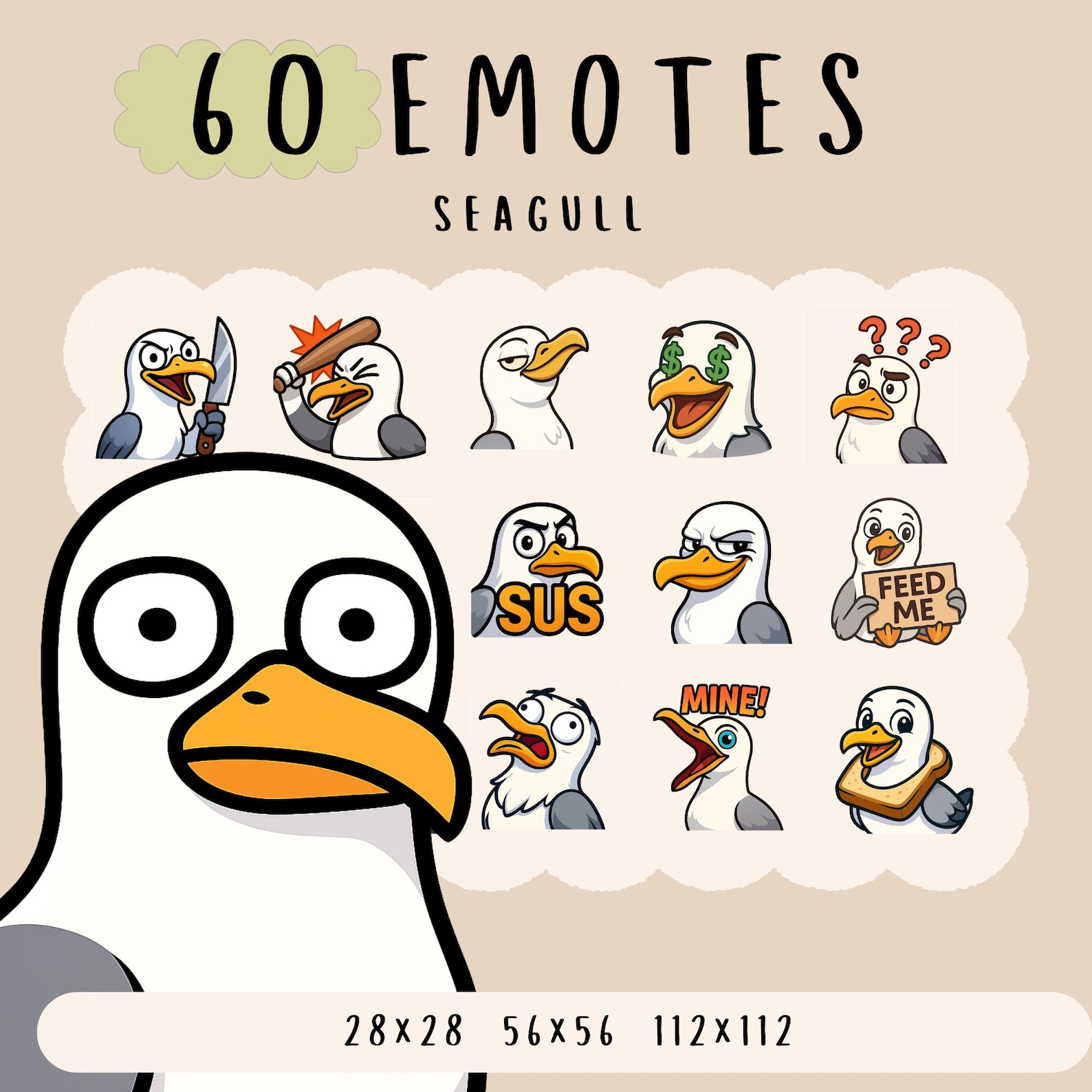 Kawaii Seagull Emote Bundle: Twitch, Youtube, Discord - Etsy