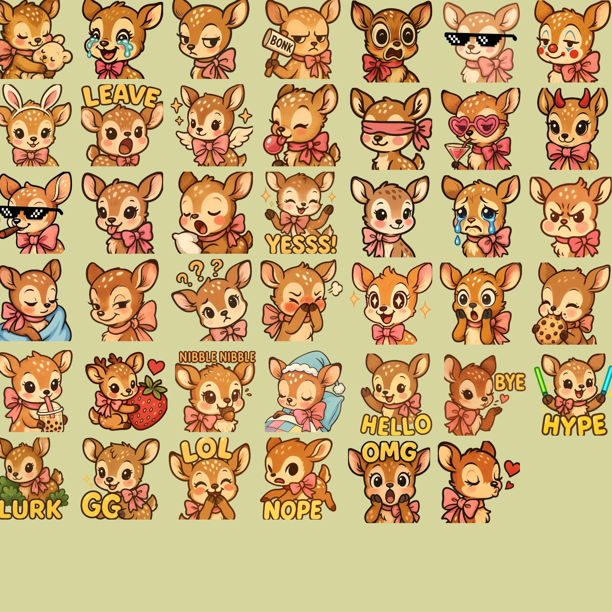 Cute Kawaii Vintage Fawn Emote Bundle Twitch, Youtube, Discord Emotes ...