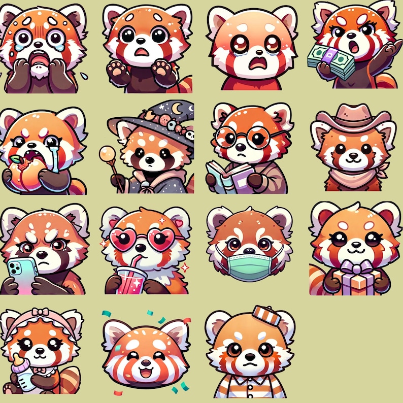 Cute Kawaii Red Panda Emote Bundle Twitch, Youtube, Discord Emotes ...