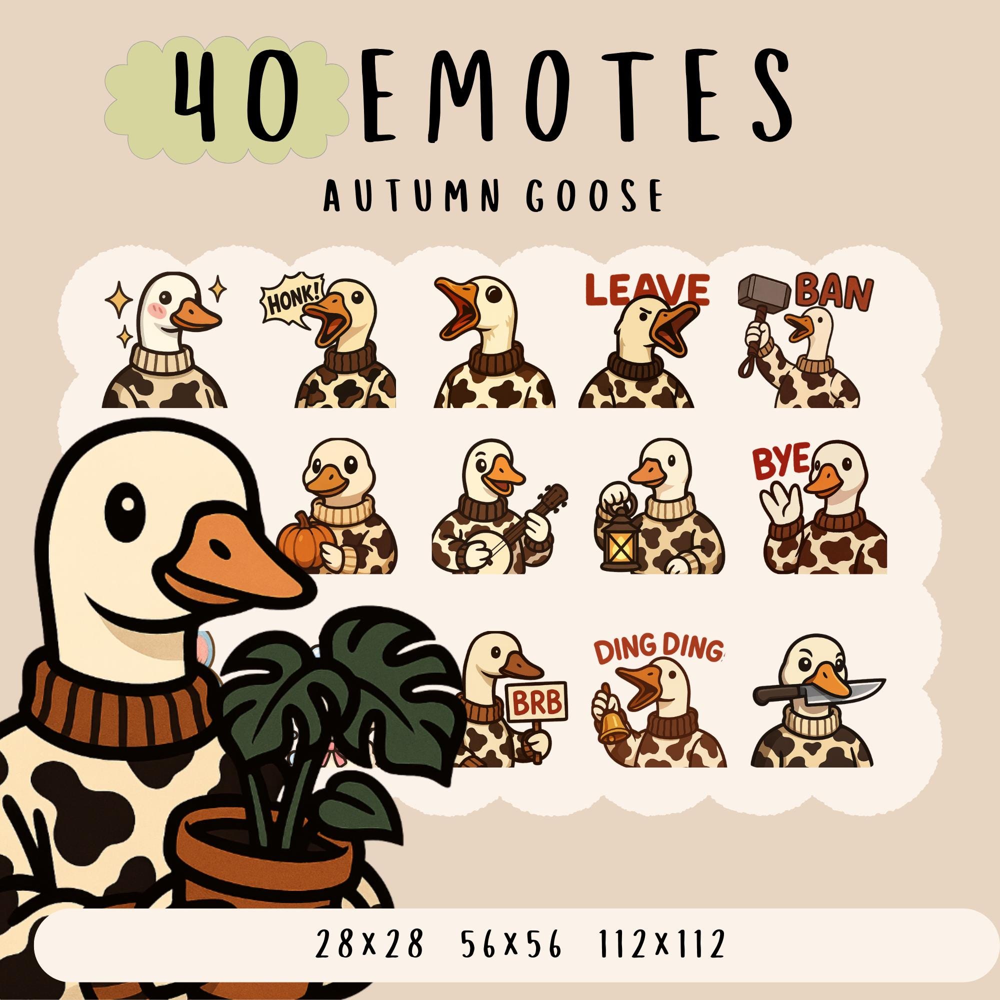 Cute Autumn Goose Emote Bundle Twitch, Youtube, Discord Emotes, Cozy ...