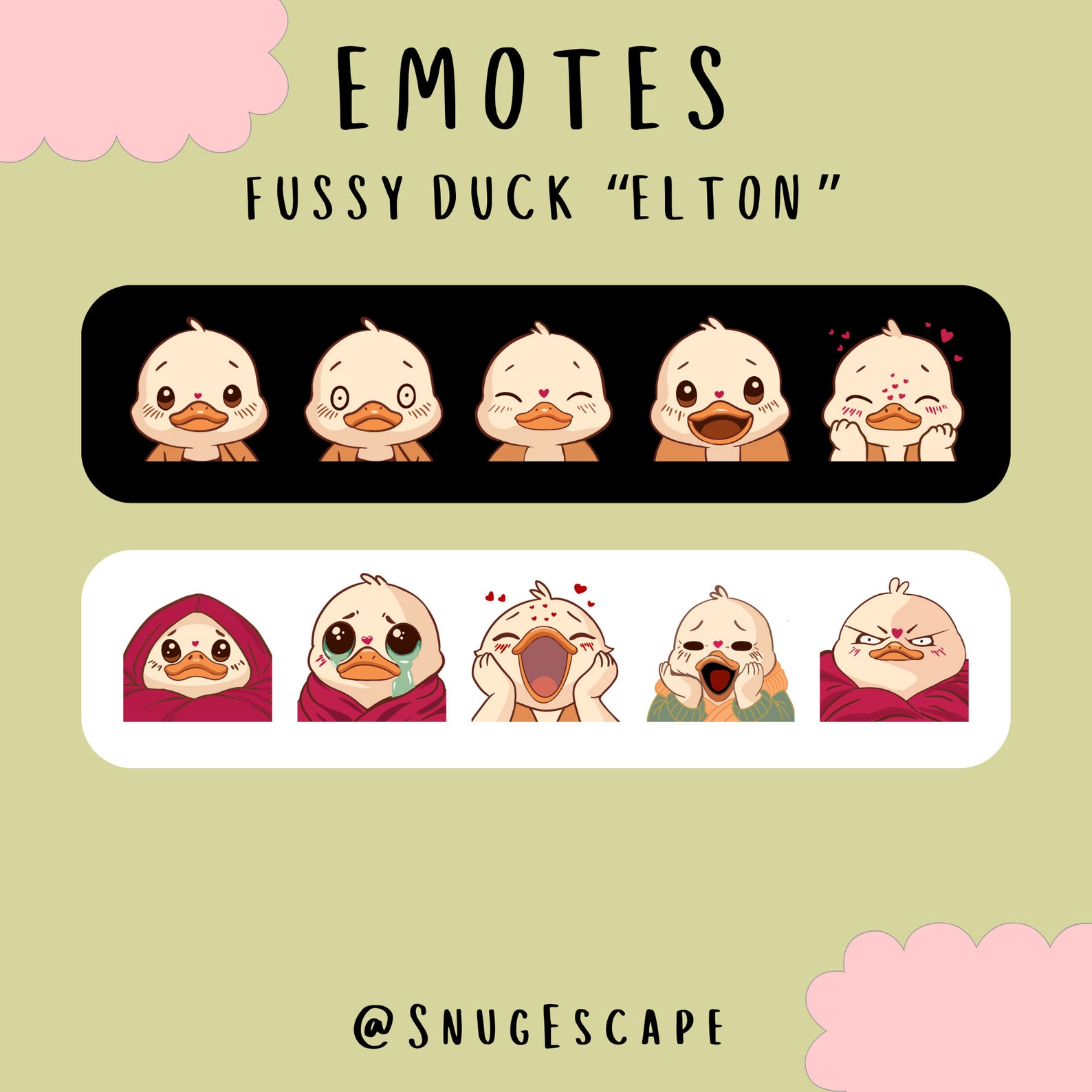Cute Kawaii Duck Emotes Bundle, Duck Twitch, Youtube, Discord Emotes ...