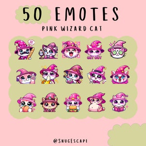 Cute Kawaii Pink Witch Cat Emotes Bundle Twitch Youtube, Discord Emotes ...