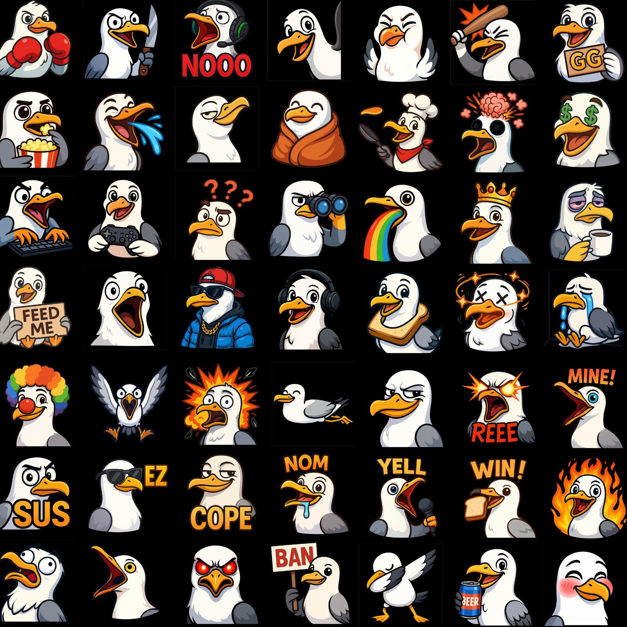Kawaii Seagull Emote Bundle: Twitch, Youtube, Discord - Etsy