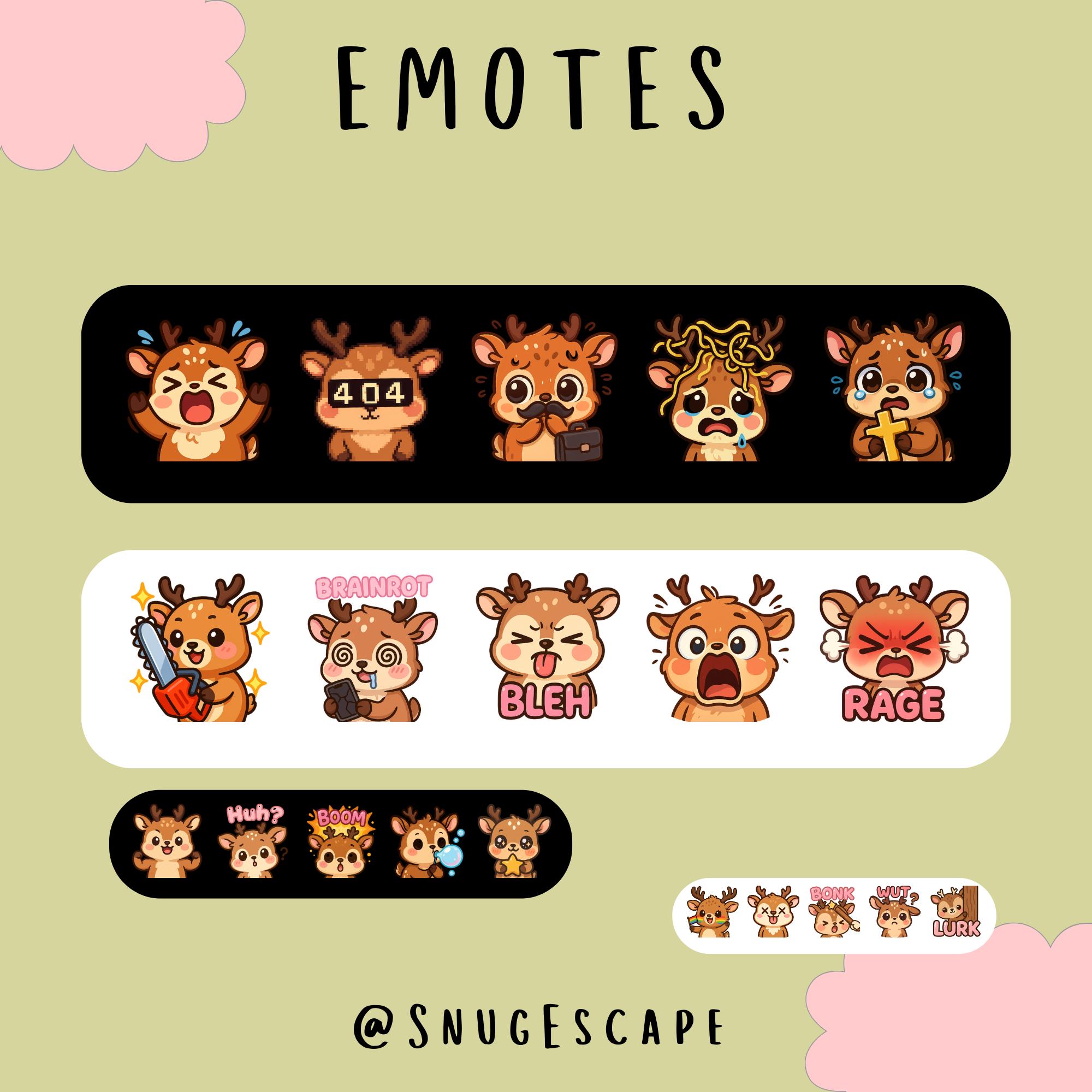 Kawaii Deer Emote Bundle: Twitch, Youtube, Discord - Etsy