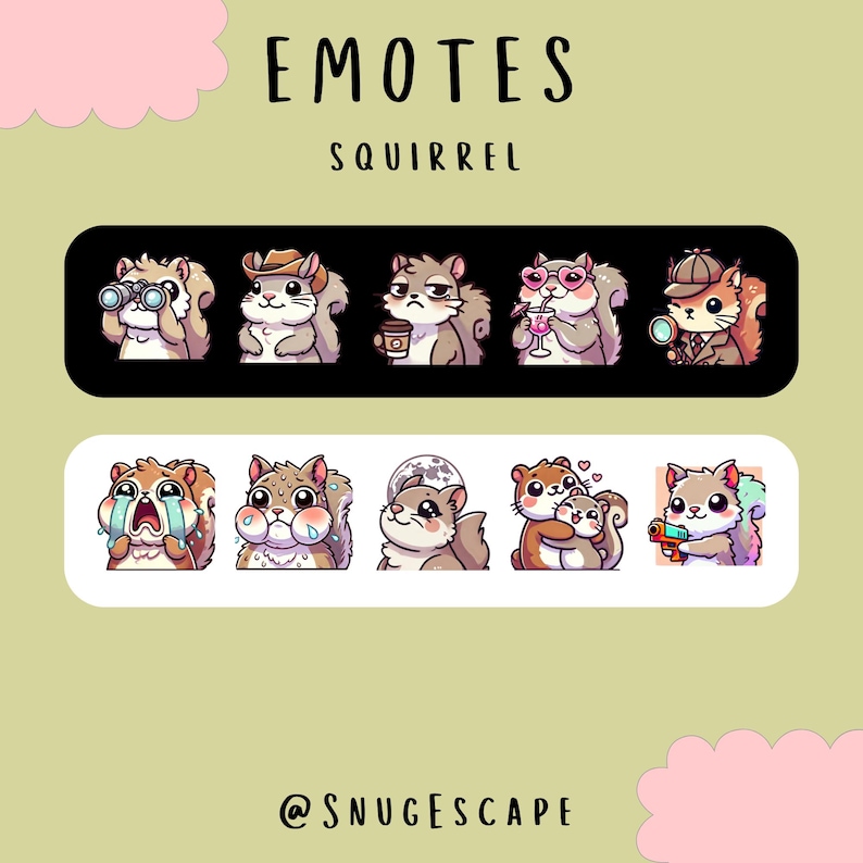 Cute Kawaii Squirrel Emote Bundle Twitch, Youtube, Discord Emotes, Cute ...