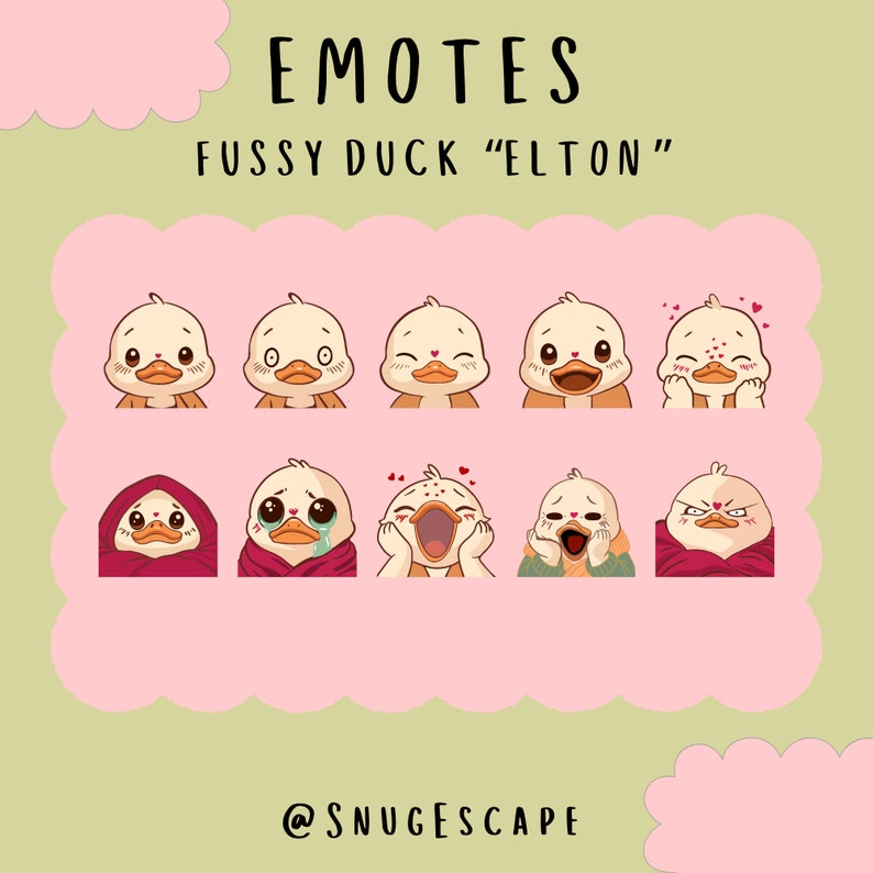 Cute Kawaii Duck Emotes Bundle, Duck Twitch, Youtube, Discord Emotes ...