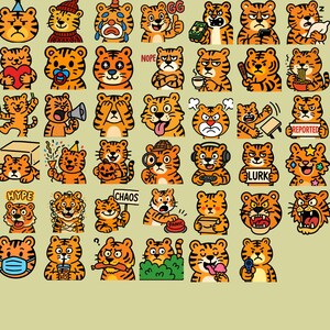 Kawaii Tiger Emote Bundle for Twitch, Discord, Youtube (digital ...