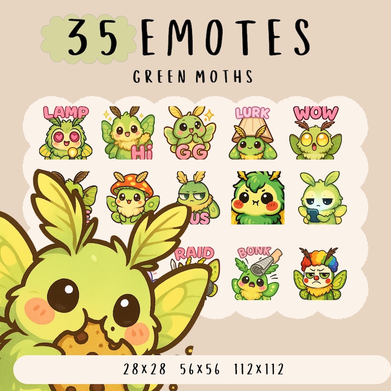 Kawaii Moth Emotes Bundle: Twitch, Youtube, Discord - Etsy