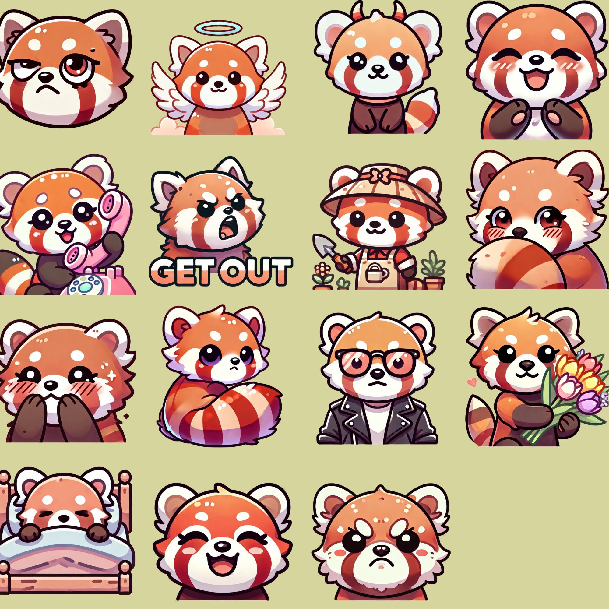 Cute Kawaii Red Panda Emote Bundle Twitch, Youtube, Discord Emotes ...