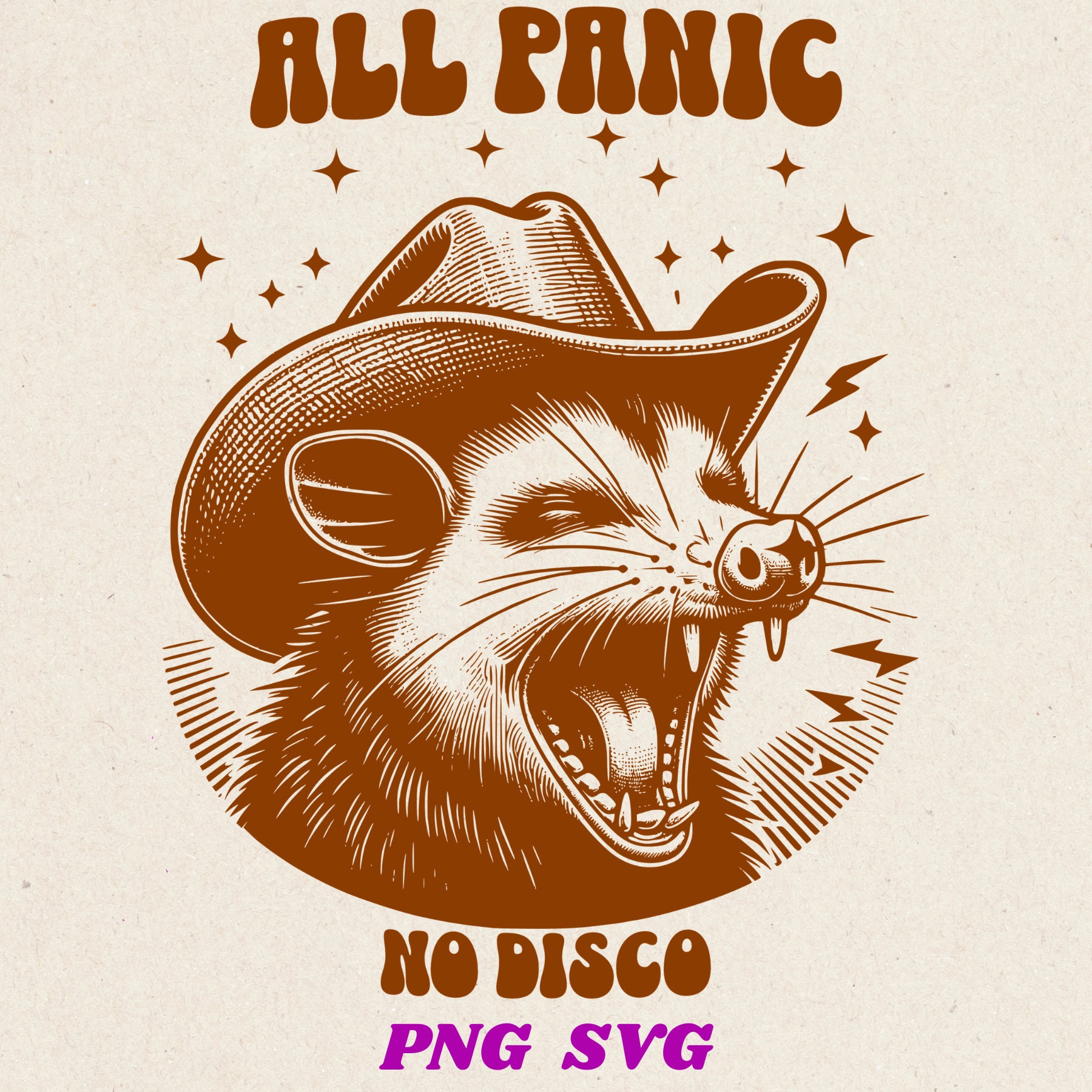 All Panic No Disco Opossum PNG SVG Trendy Vintage Retro Design, Funny ...