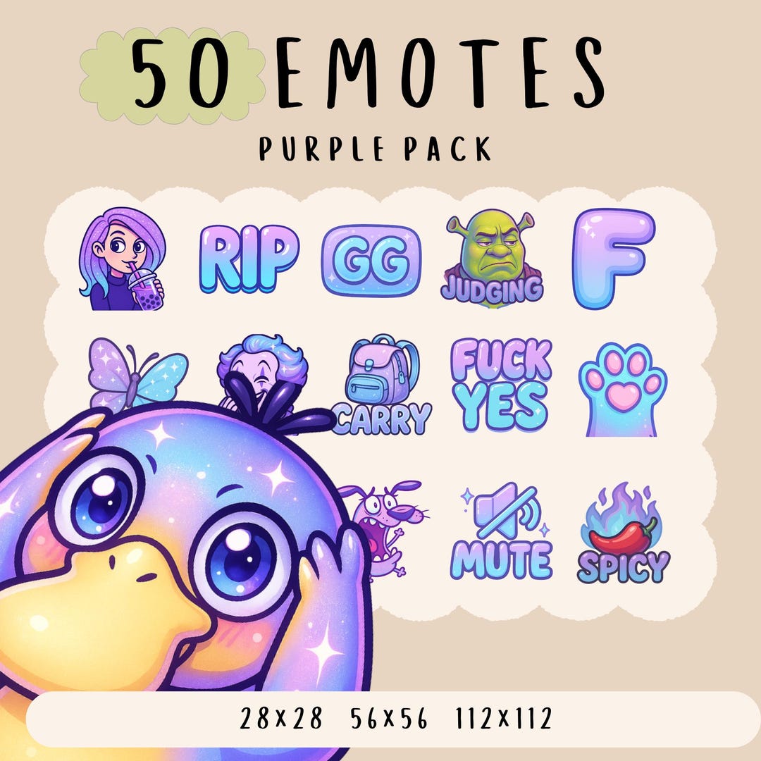 Kawaii Purple Emote Bundle: Animated Twitch, Youtube, Discord Emotes - Etsy