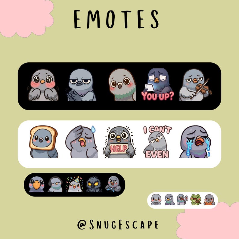 Kawaii Pigeon Emote Bundle: Twitch, Youtube, Discord - Etsy