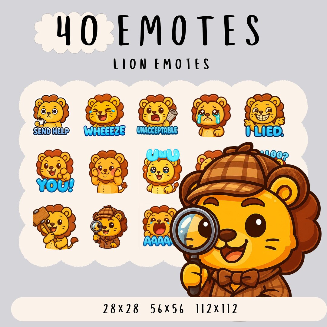 Cute Lion Plushie Emote Bundle Twitch, Youtube, Discord Emotes, Animal ...