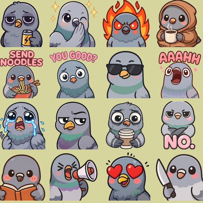 Kawaii Pigeon Emote Bundle: Twitch, Youtube, Discord - Etsy