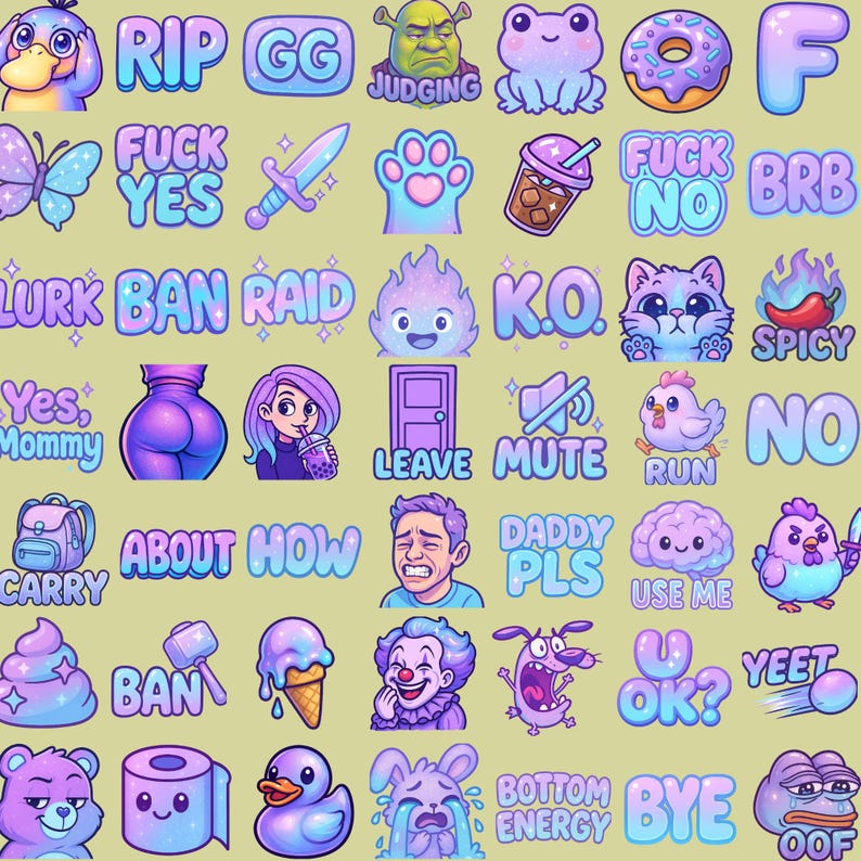 Kawaii Purple Emote Bundle: Animated Twitch, Youtube, Discord Emotes - Etsy