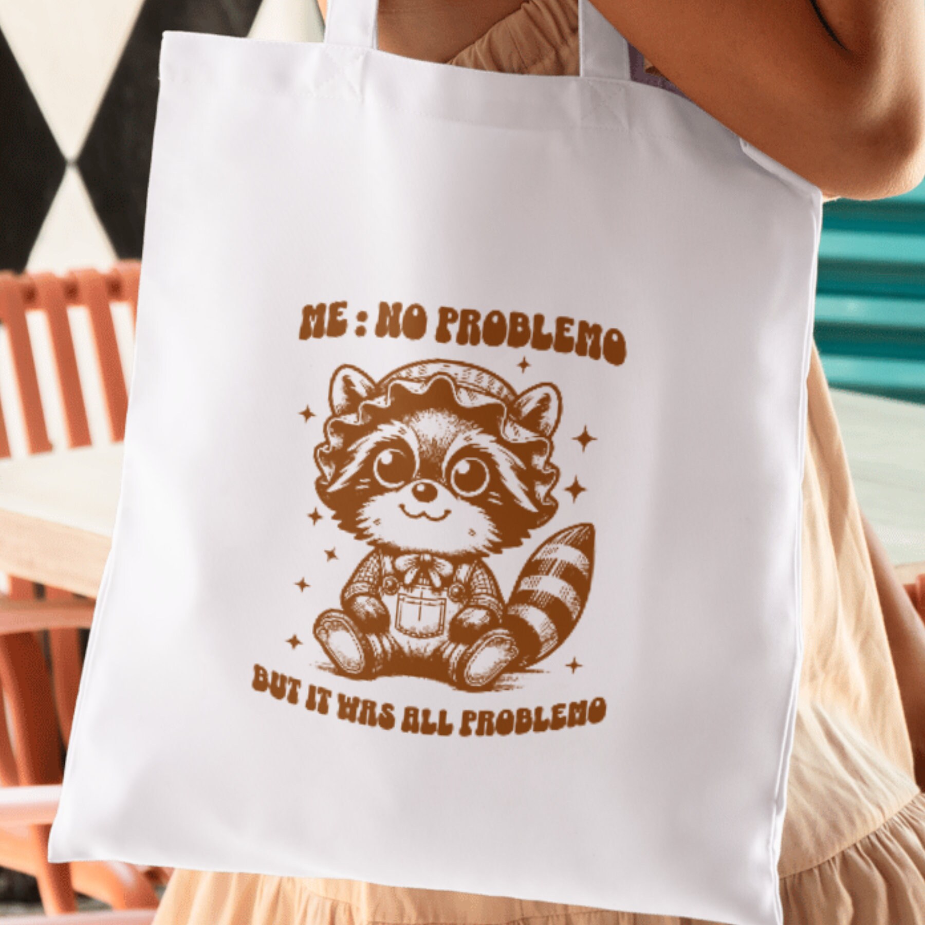 No Problemo All Problemo Racoon PNG SVG, Trendy Vintage Cute Design ...