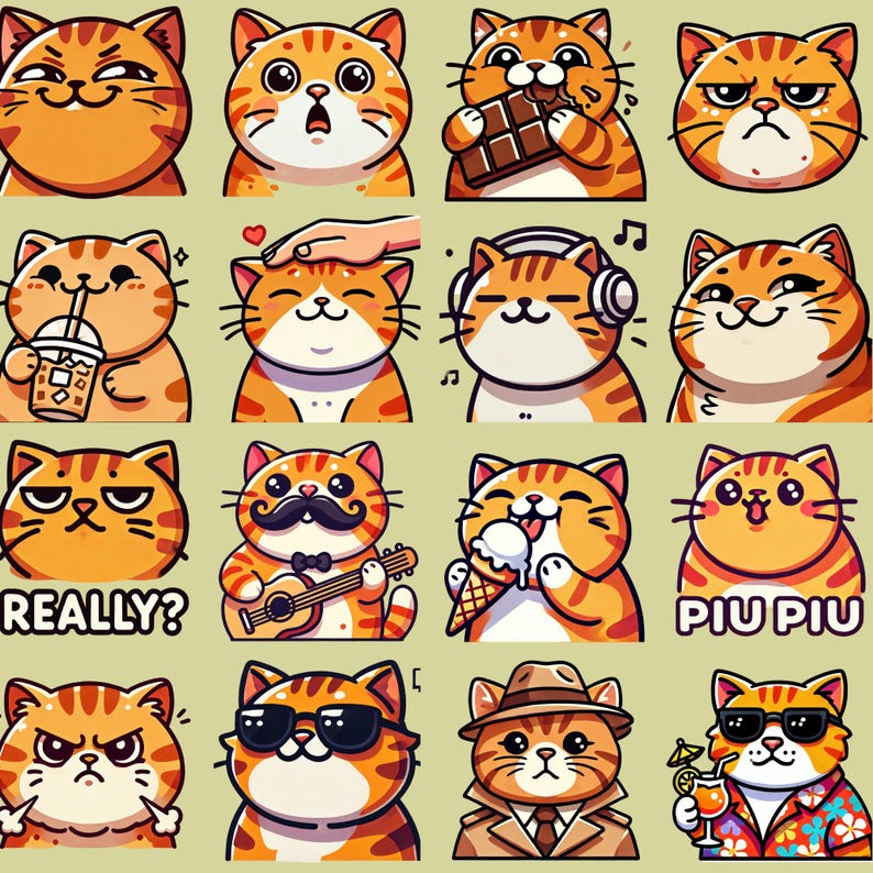 Kawaii Ginger Cat Emote Bundle: Twitch, Youtube, Discord - Etsy