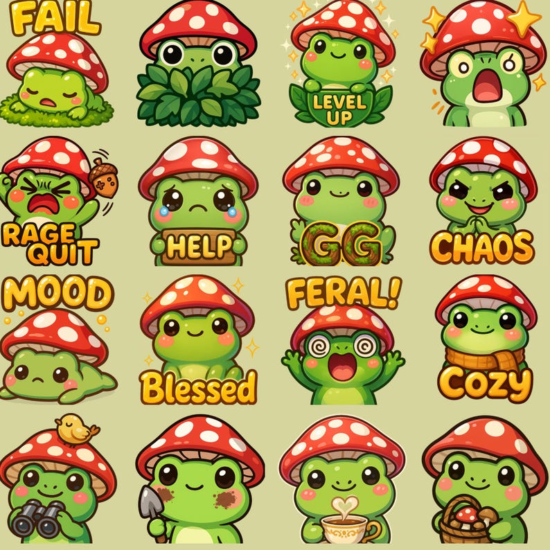 Cute Kawaii Froggy Emote Bundle Twitch, Youtube, Discord Emotes, Frog ...